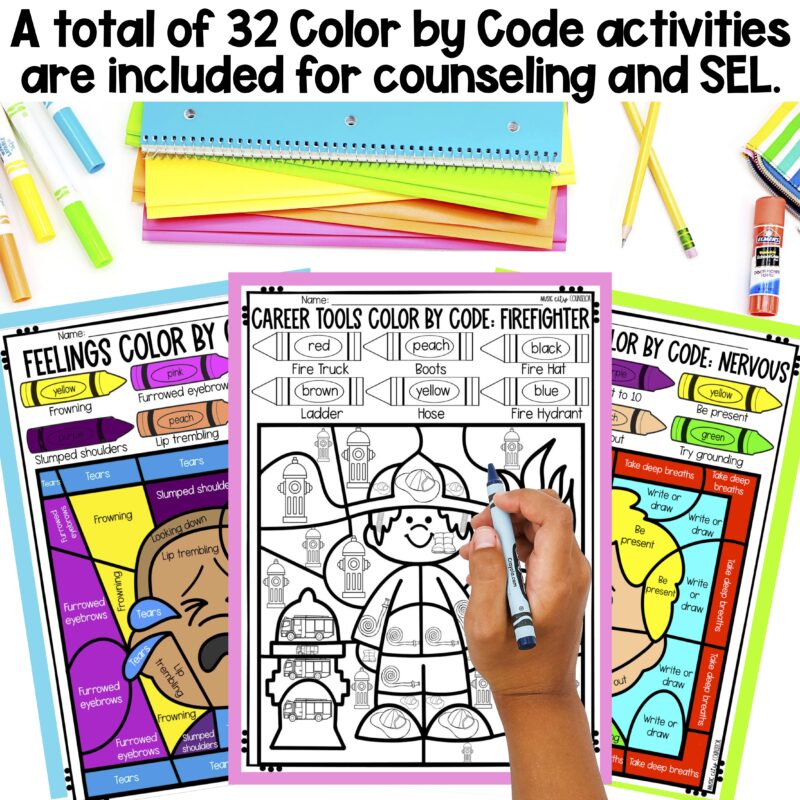 Counseling & SEL Color by Code BUNDLE - Music City Counselor