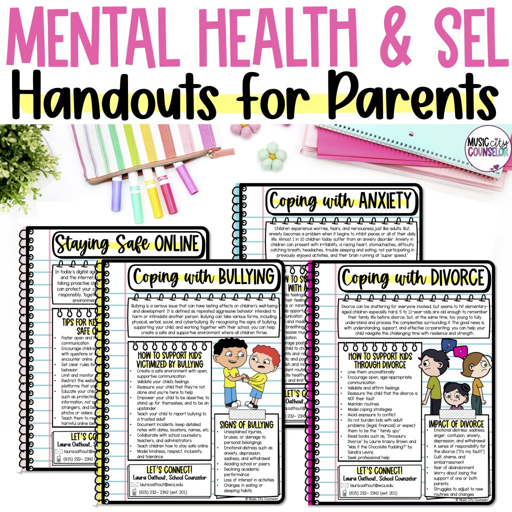 11 SEL & Mental Health Parenting Handouts - Music City Counselor
