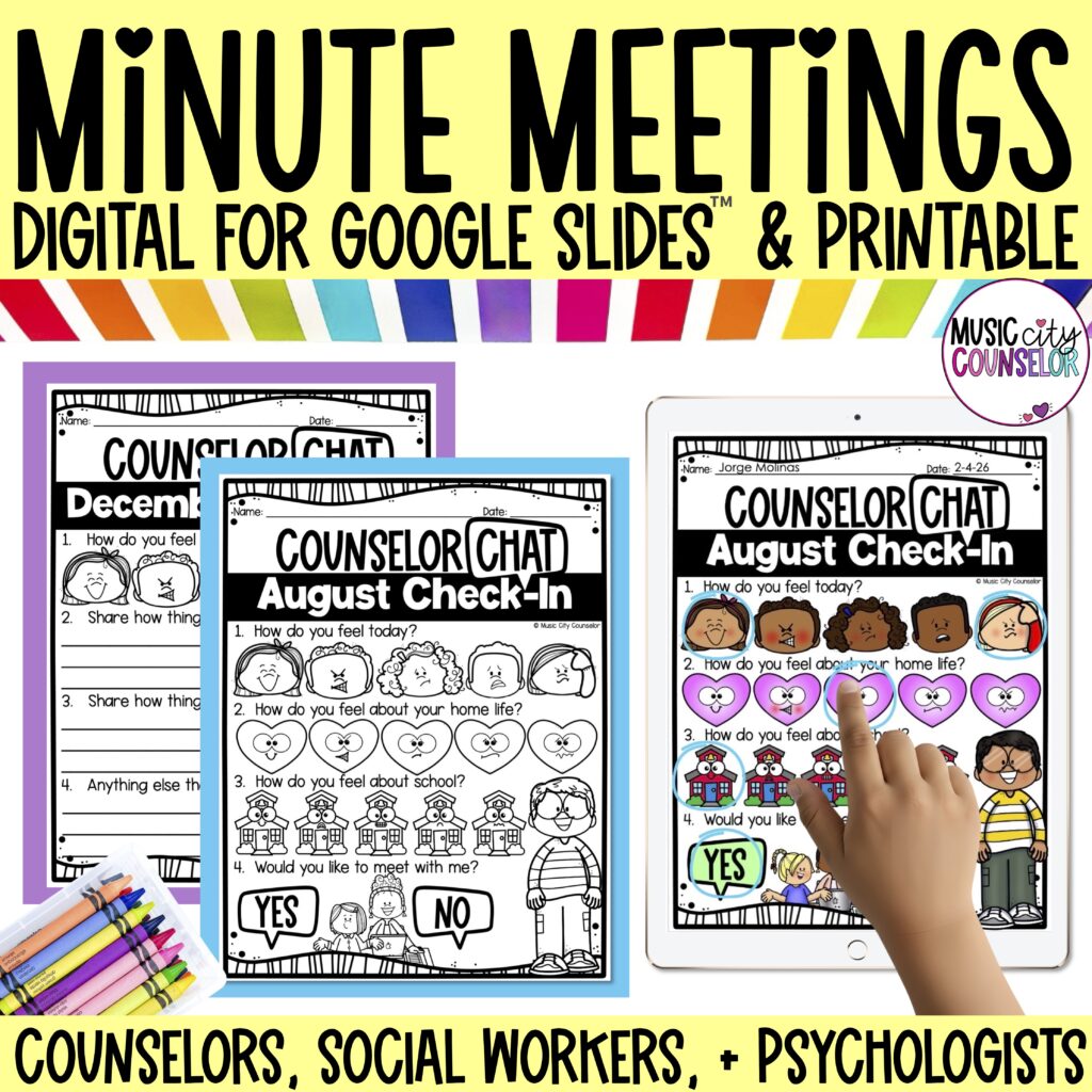 Minute Meetings Check-In Forms: Digital & Printable - Music City Counselor