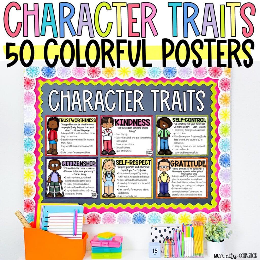 50 Character Trait Posters, Digital & Printable - Music City Counselor