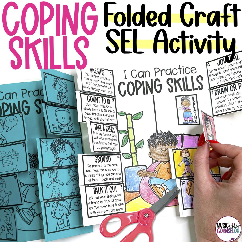 Coping Skills Folded Craft Activity - Music City Counselor