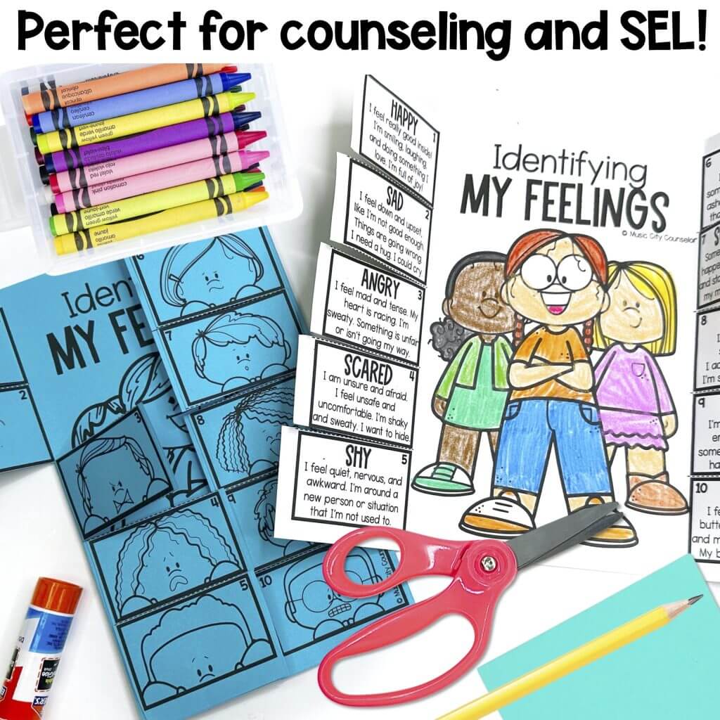 Identifying Feelings Folded Craft Activity - Music City Counselor