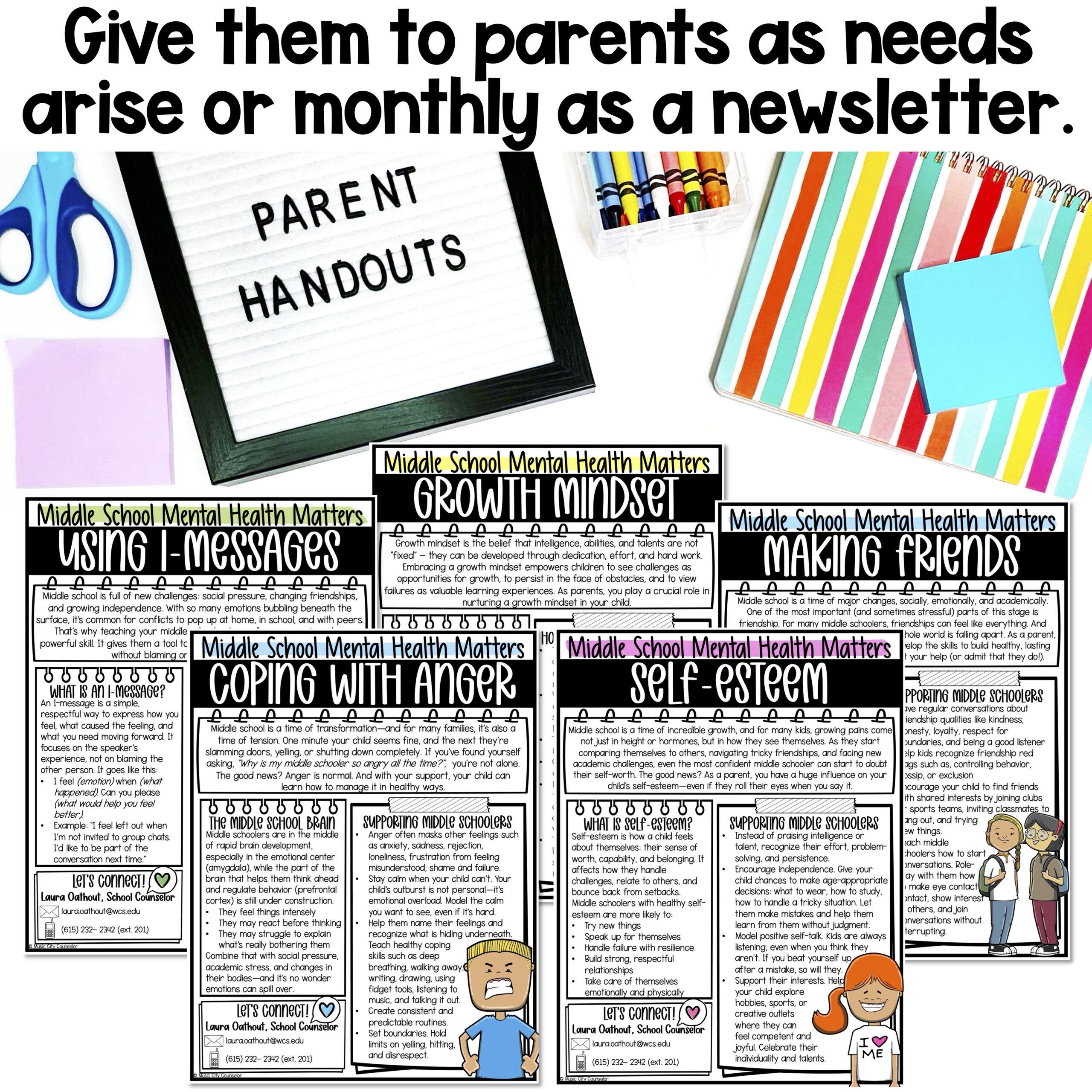 11 SEL & Mental Health Parenting Handouts for Middle Schoolers - Music ...