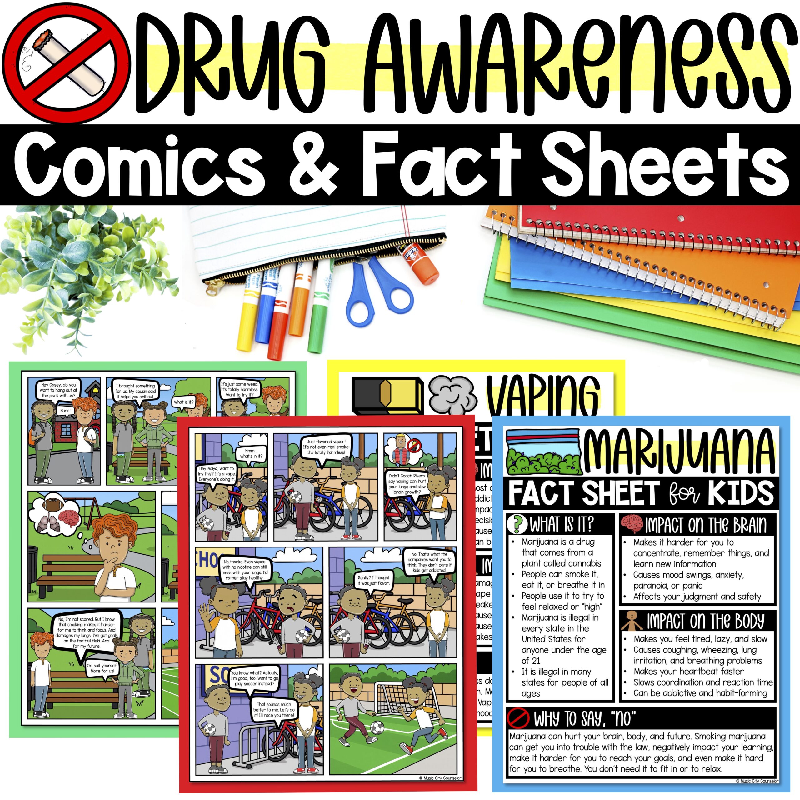 Drug Awareness & Substance Use Prevention Comics & Fact Sheets - Music ...