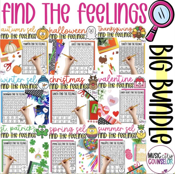 Find the Feelings Activities BIG BUNDLE - Music City Counselor