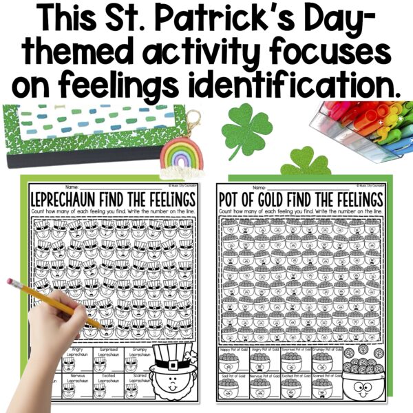 St. Patrick's Day Find the Feelings Activity - Music City Counselor