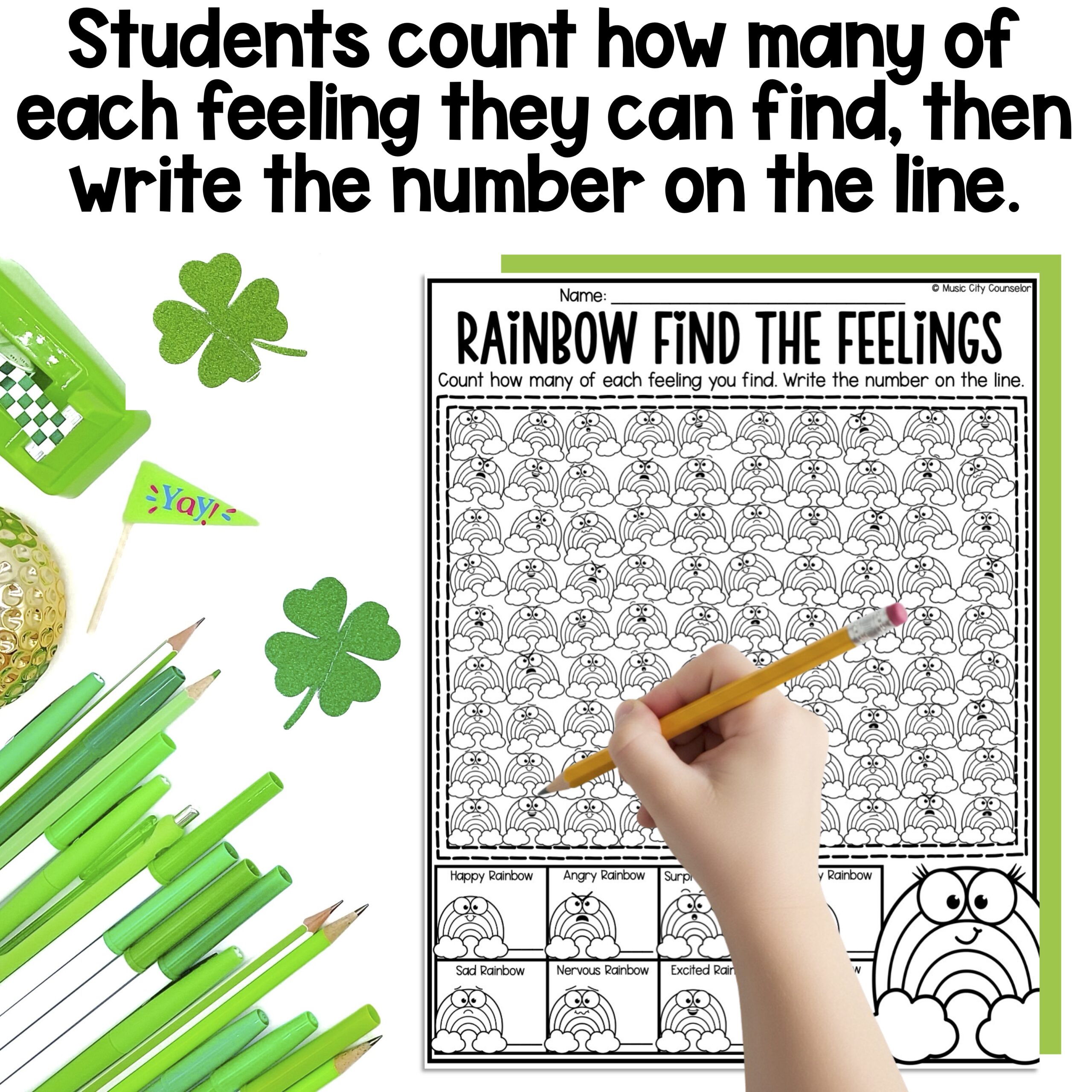 St. Patrick's Day Find the Feelings Activity - Music City Counselor