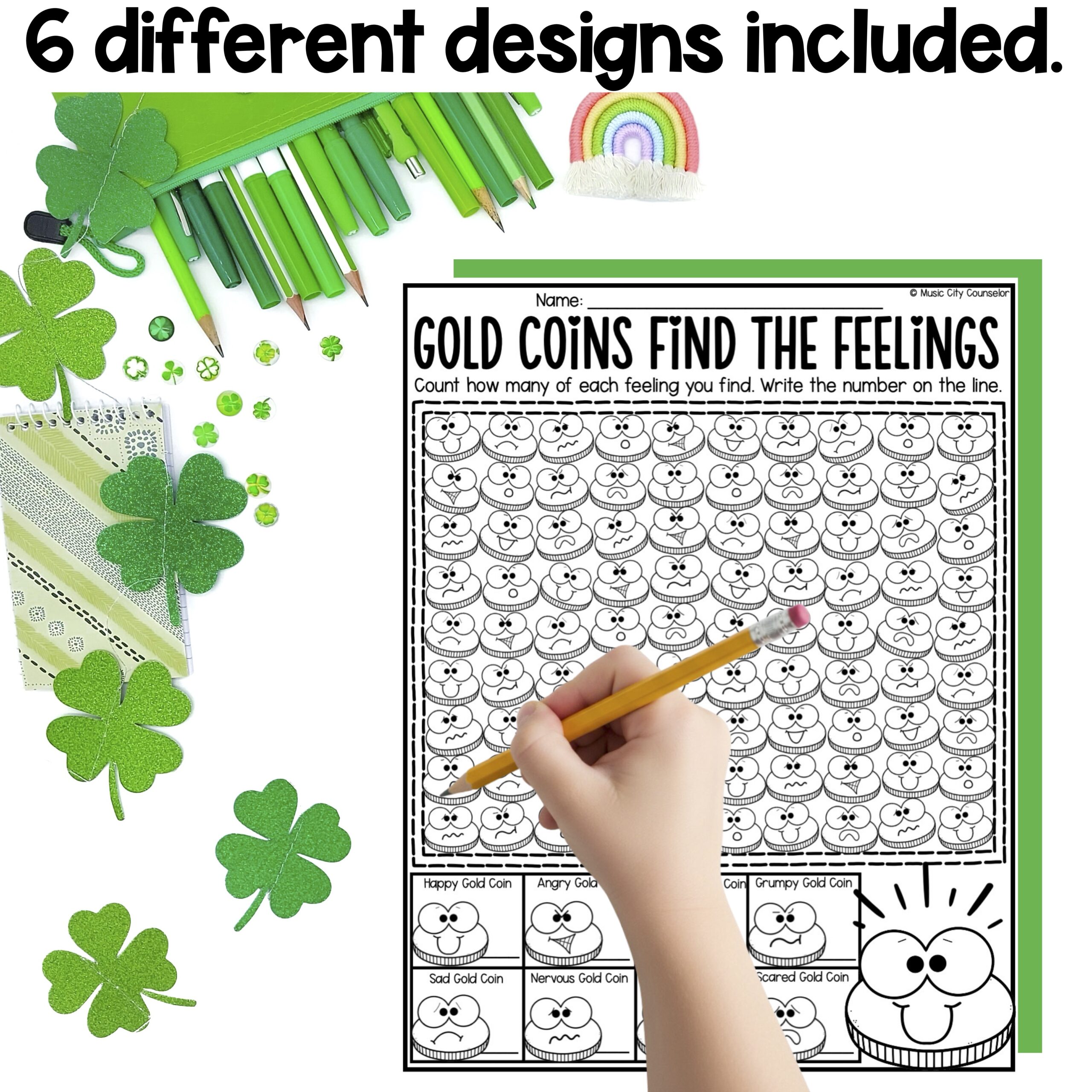 St. Patrick's Day Find the Feelings Activity - Music City Counselor